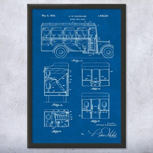 Double Deck Coach Patent Wall Art Poster, Canvas or Framed Public ...