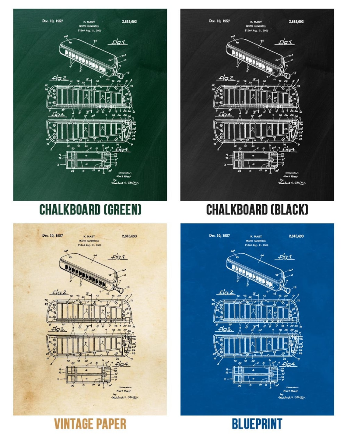 Chromatic Harmonica Poster Print Harmonica Decor Blues | Etsy