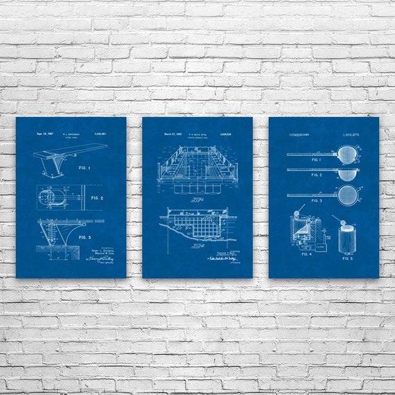 Swimming Pool Posters Set of 3 Swimming Art Lifeguard Gift | Etsy