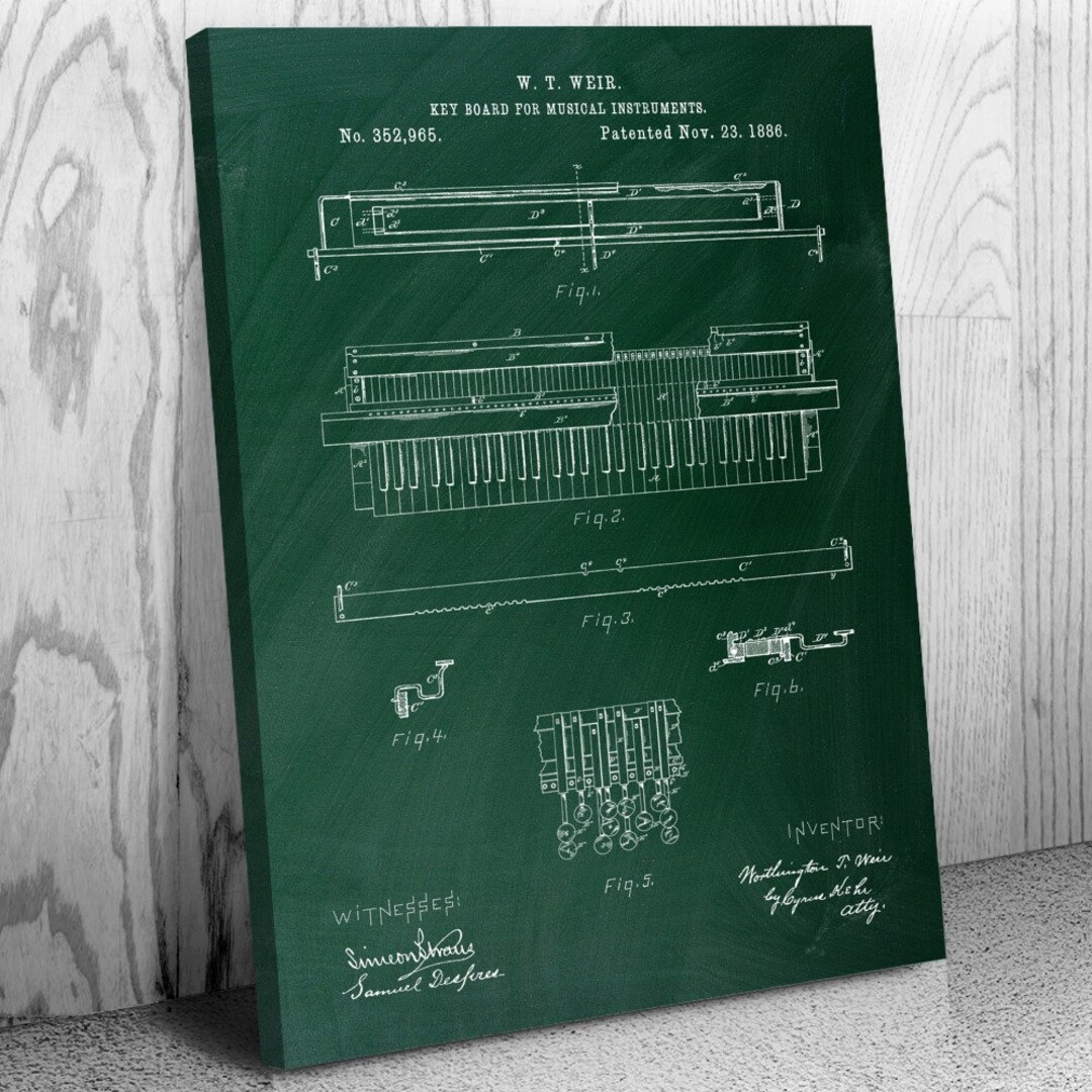 Piano Keyboard Patent Canvas Print, Musician Gifts, Piano Key Art ...