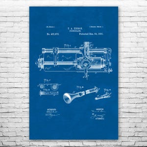 Thomas Edison Phonograph Poster Print, Music Studio Art, Audio Tech ...