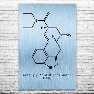 LSD Molecule Poster Print, Acid Art Print, Stoner Gift, Lsd Art, Head ...