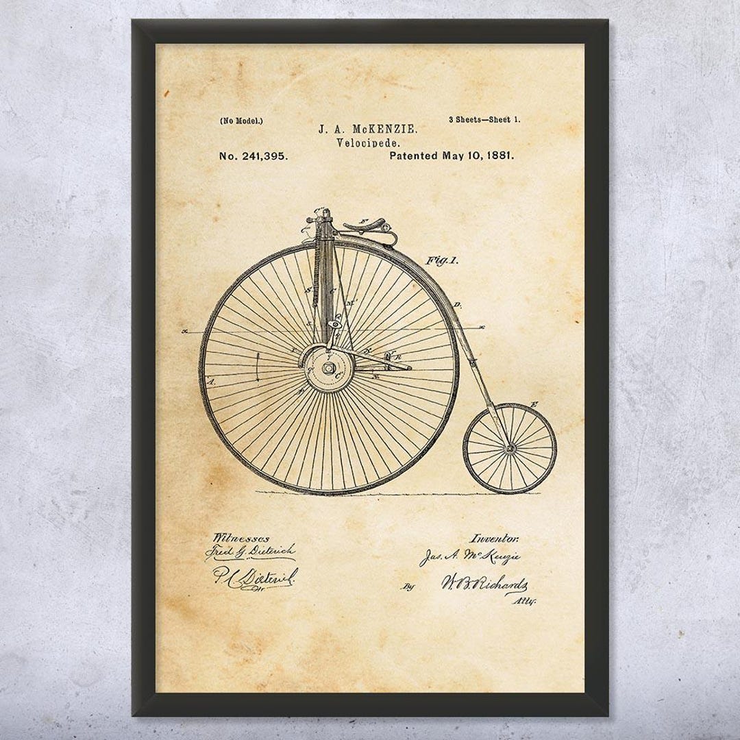 Velocipede Patent Art Print: Penny Farthing, Bike Decor - Etsy