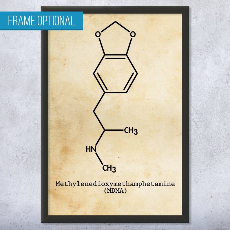 MDMA Molecule Ecstasy Poster Print Raver Gift MDMA Art | Etsy