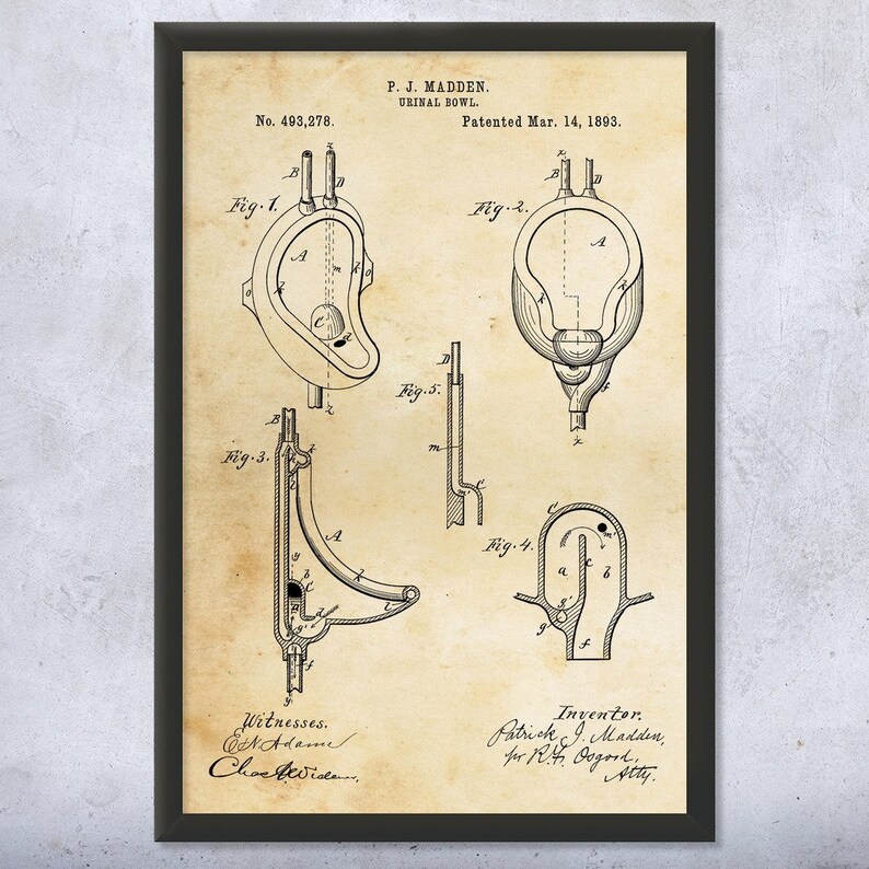 Framed Urinal Bowl Wall Art Print Contractor Gift Restroom - Etsy