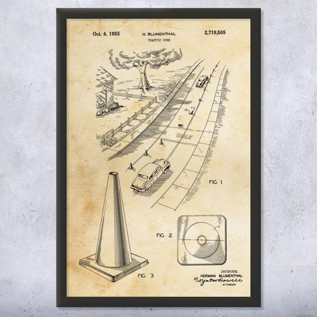 Traffic Cone Patent Art Print: Office Decor, Civil Engineer - Etsy