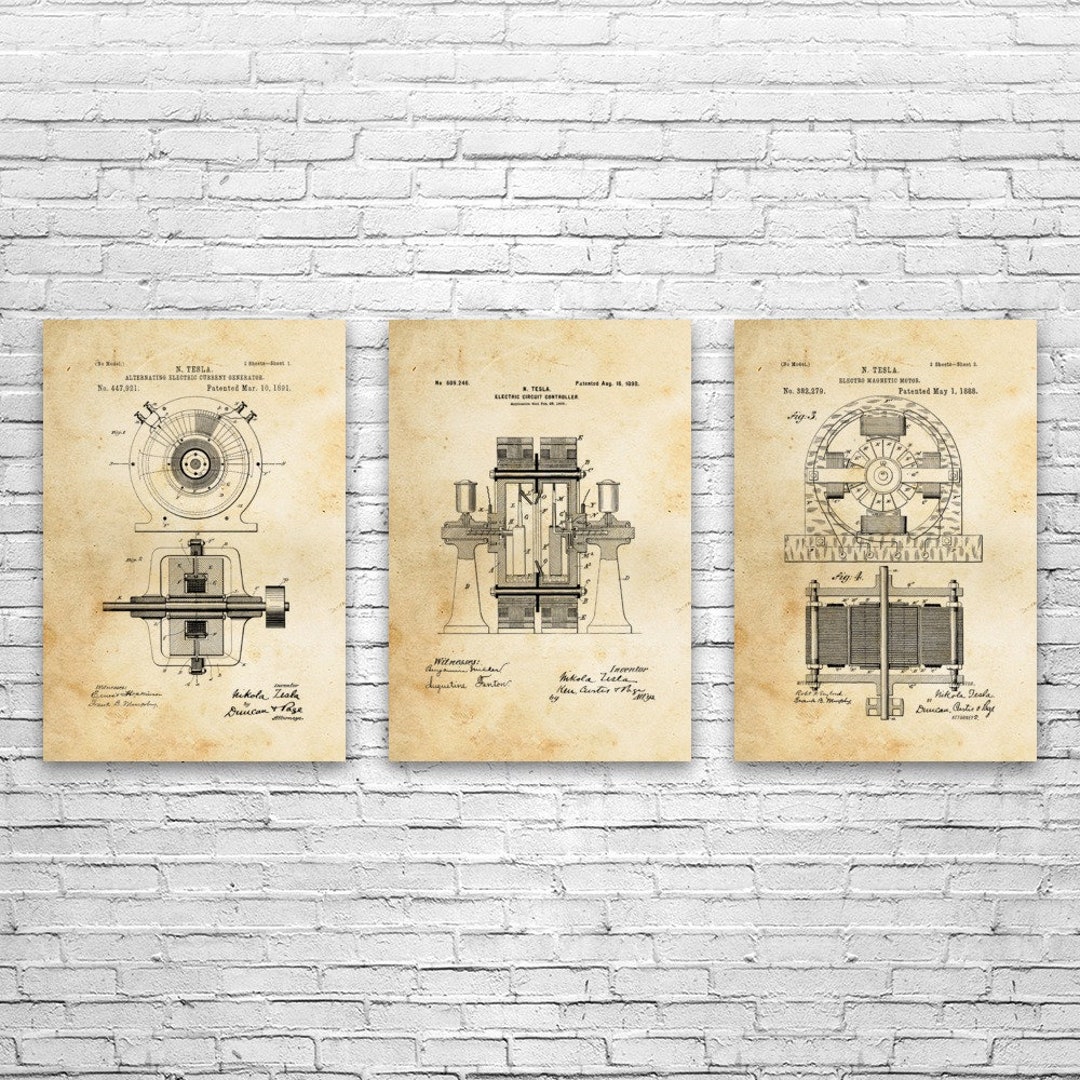 Nikola Tesla Inventions Posters Set of 3, Engineering Student, Science ...