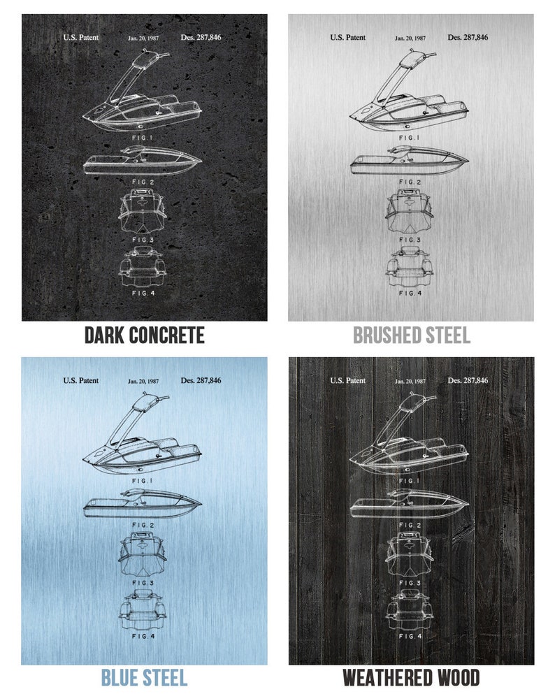 Jet Ski Poster Print Beach House Art Jet Ski Blueprint | Etsy