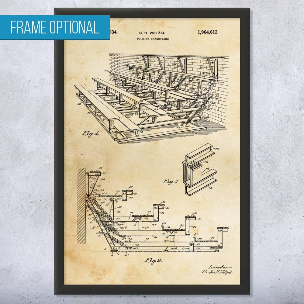Folding Bleachers Poster Print Gym Teacher Coach Gift | Etsy
