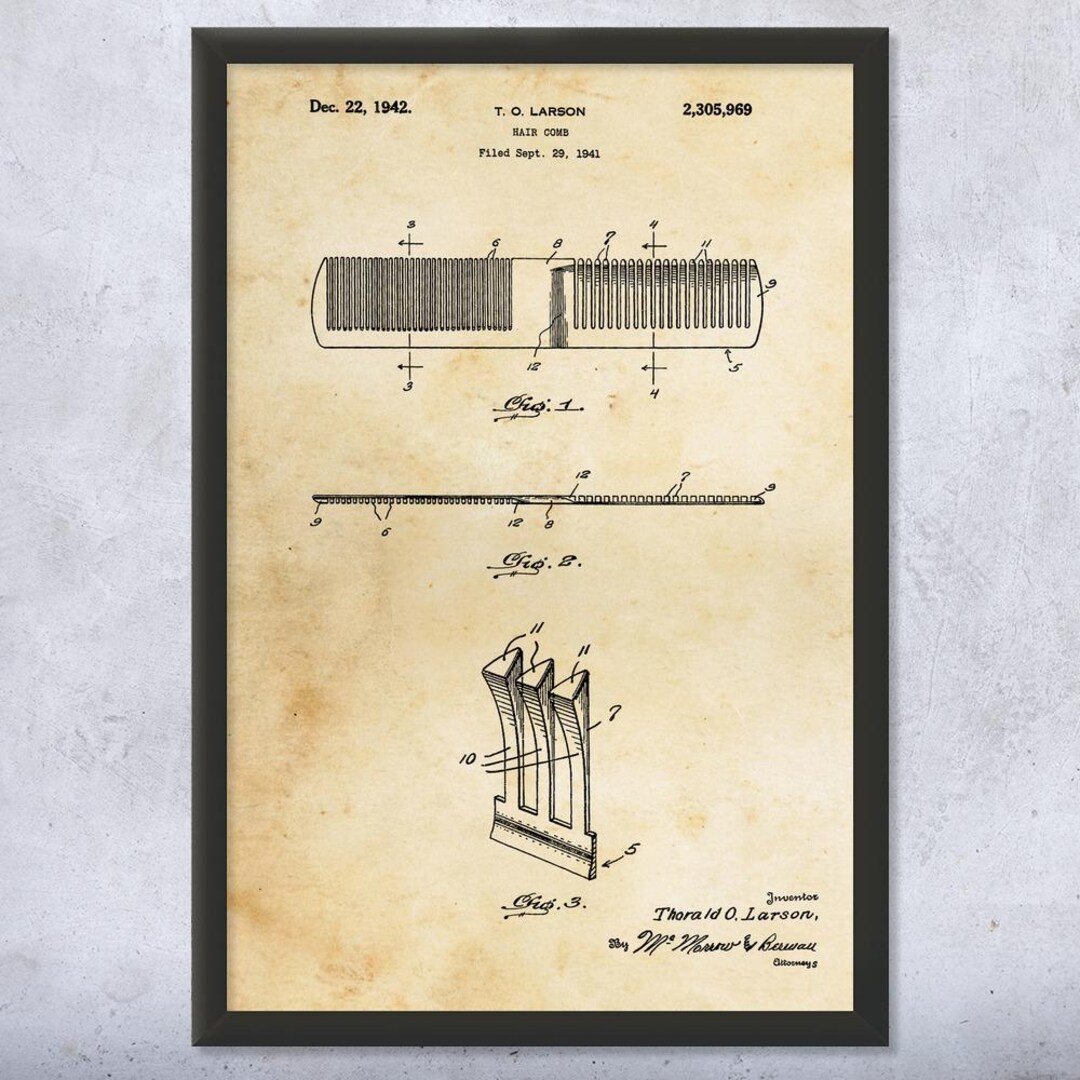 Styling Comb Patent Wall Art | Poster, Canvas or Framed | Salon Art ...