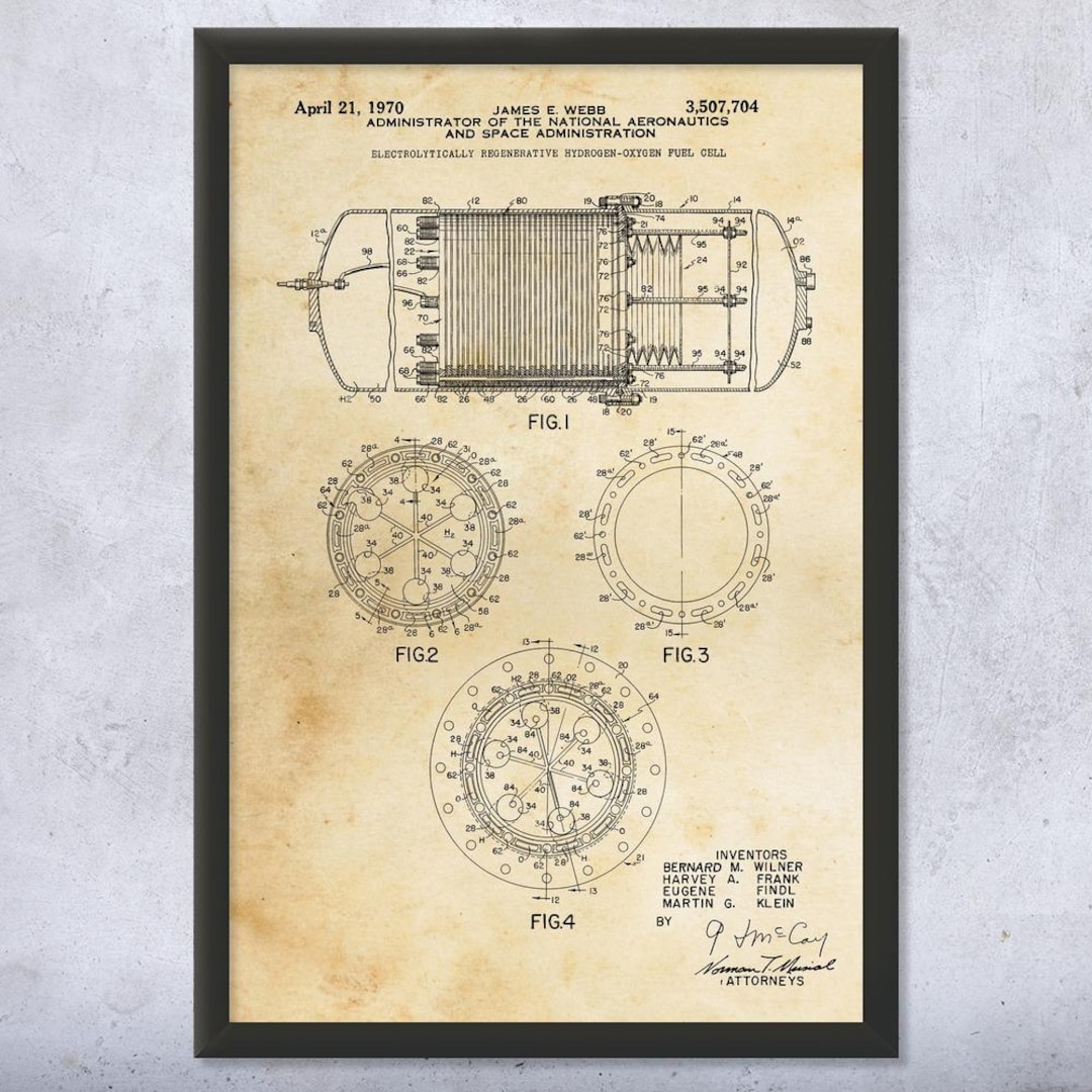 Hydrogen Fuel Cell Patent Wall Art | Poster, Canvas or Framed ...
