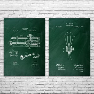 Thomas Edison Inventions Patent Wall Art Set of 2: Classroom Decor ...