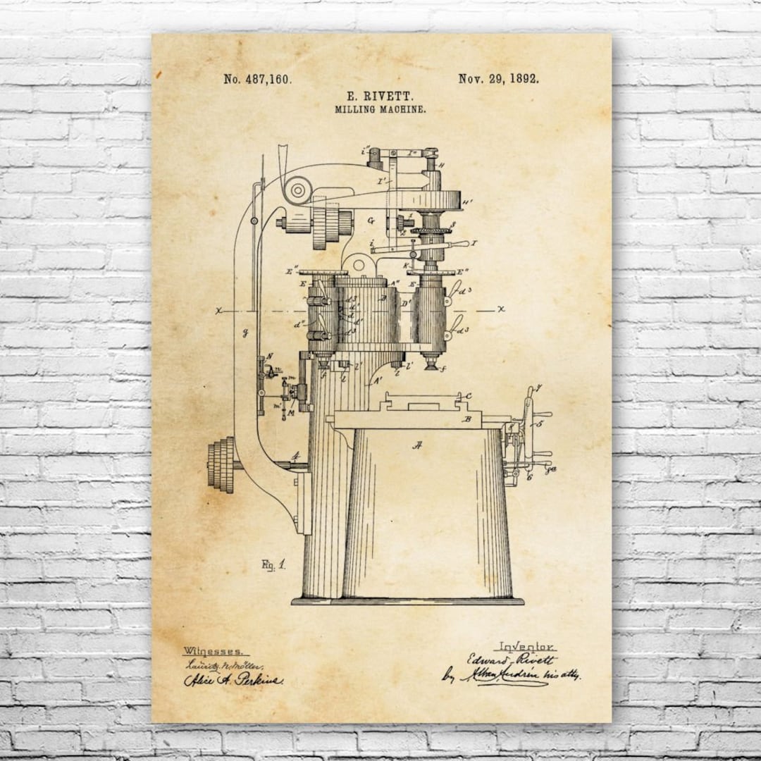 Milling Machine Poster Print, Shop Class Art, Contractor Gifts ...