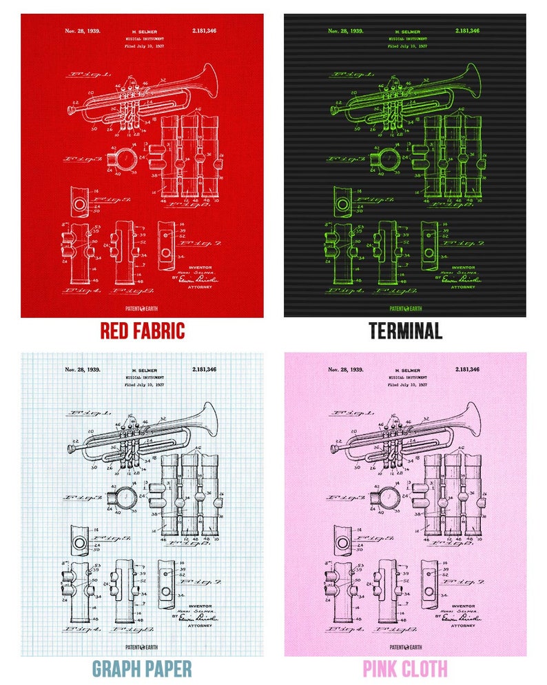 Framed Trumpet Wall Art Print Trumpet Design Jazz Art Music - Etsy