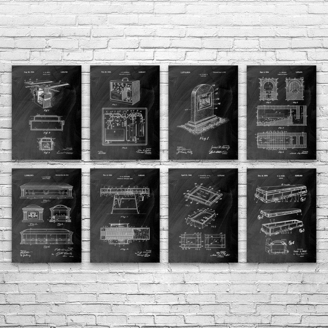 Funeral Home Patent Prints Set of 8, Funeral Director, Funeral Home Art ...