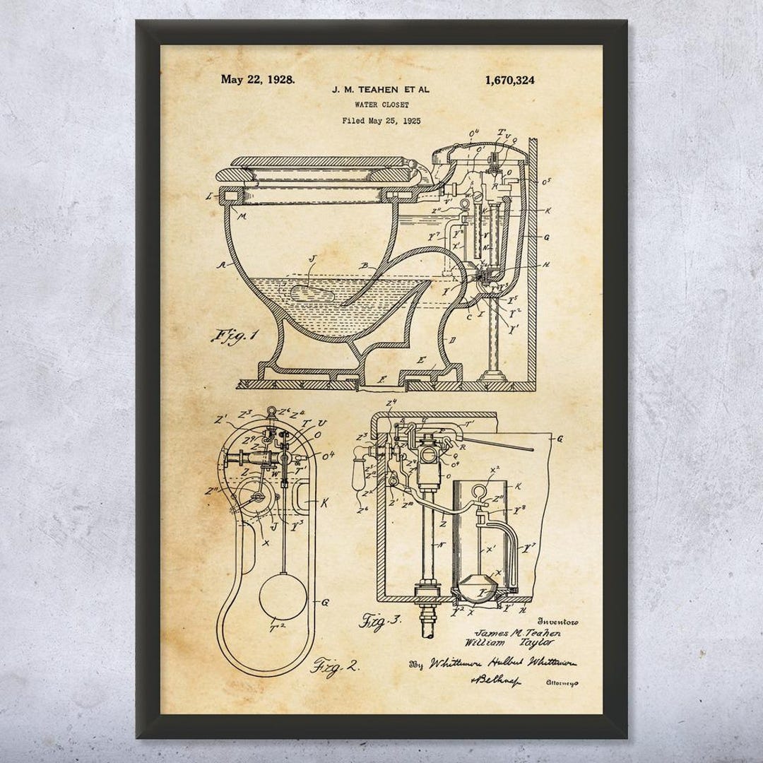 Toilet Patent Art Print: Contractor Gift, Restroom Wall Art - Etsy