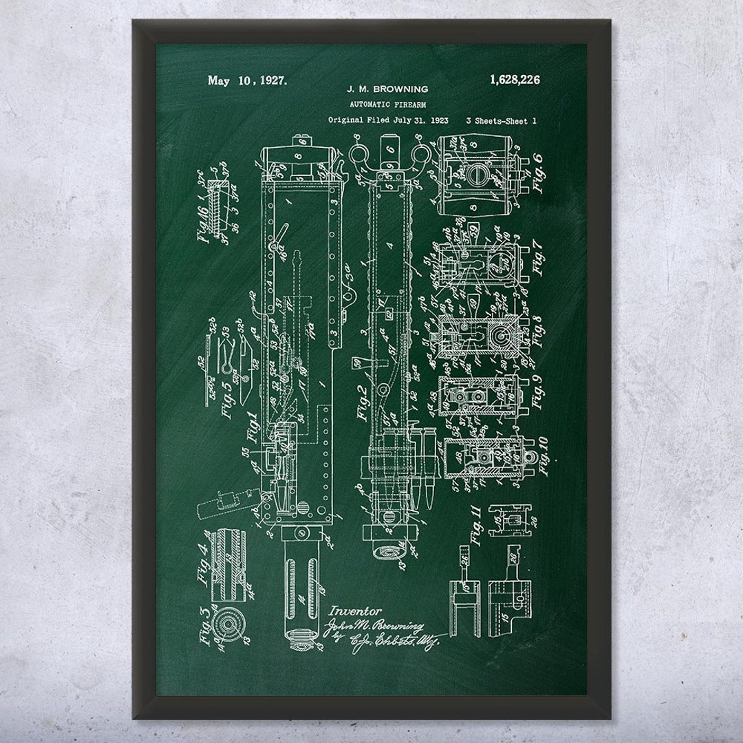 M2 Machine Gun WW2 Patent Framed Print, WW2 Wall Art, War Historian ...