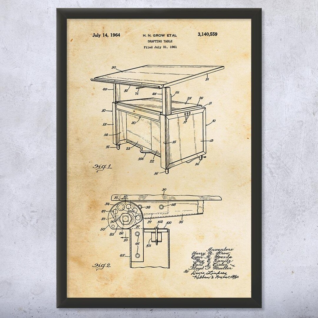 Architect Drafting Table Patent Art Print: Structural Engineer ...