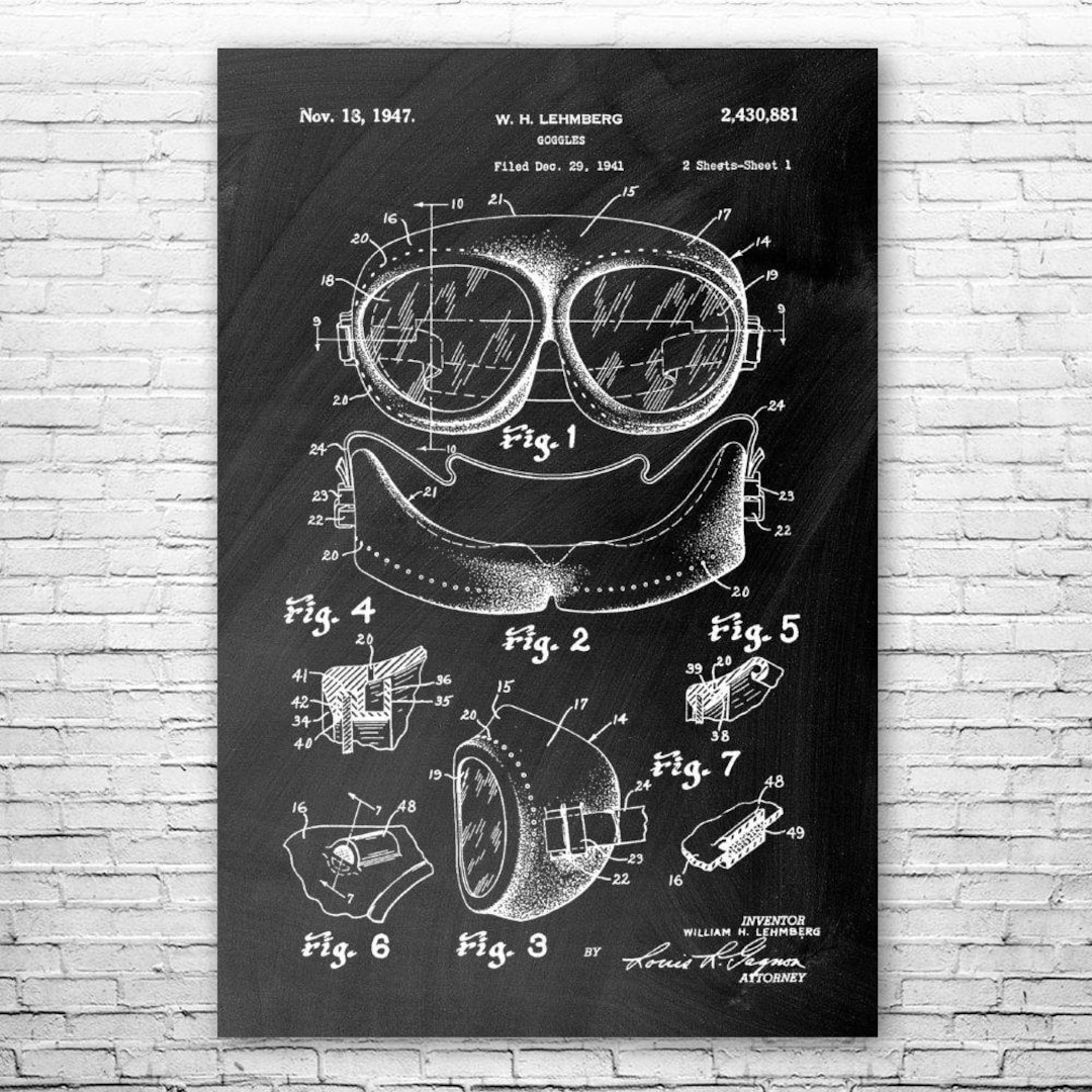 Goggles Poster Print, Goggles Blueprint, Safety Gear, Welding Decor ...