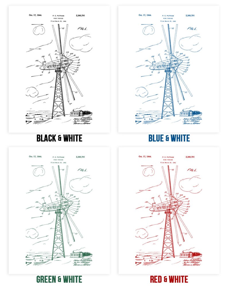 Wind Turbine Poster Print Wind Farm Art Power Technician | Etsy