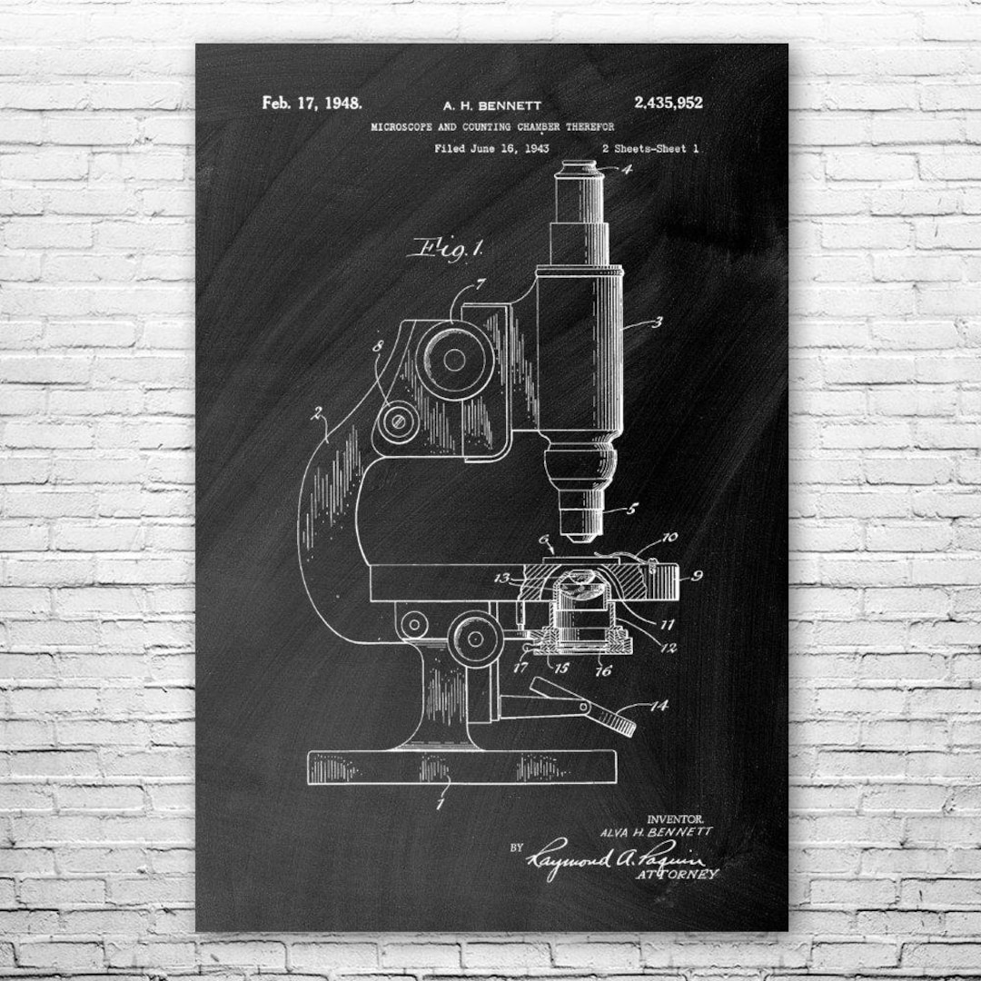 Microscope Poster Print, Microbiologist Gift, Science Decor, Microscope ...