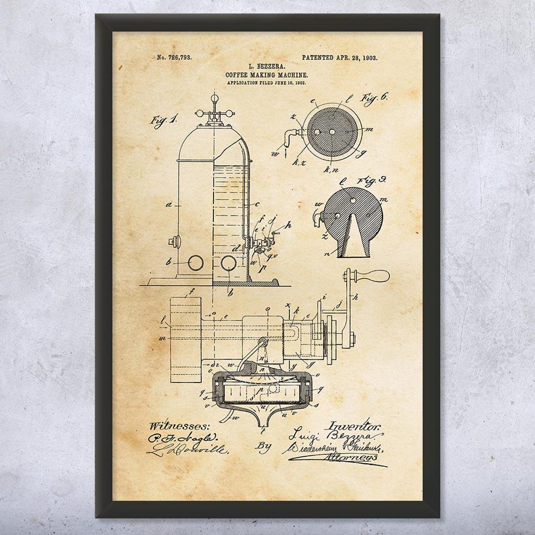 First Espresso Machine Patent Art Print: Coffee Shop Decor, Barista ...