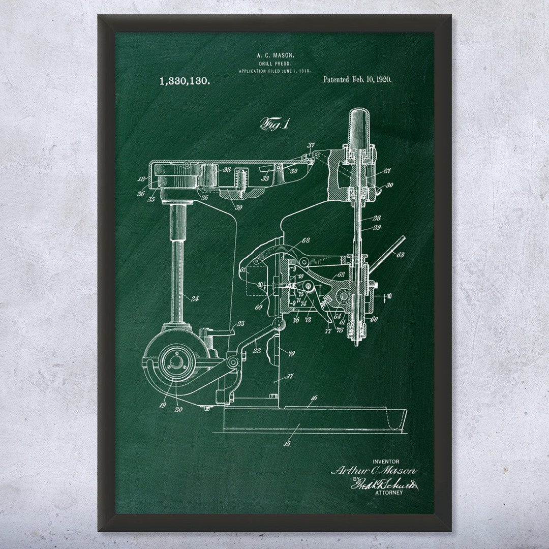 Framed Drill Press Wall Art Print, Handyman Gift, Garage Wall Art ...