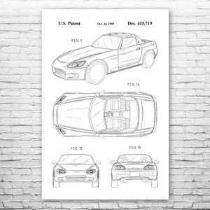 S2000 Poster Print, Roadster Art Print, Car Blueprint, Racing Wall Art ...