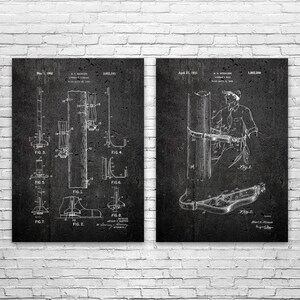 Lineman Patent Wall Art Set of 2 | Poster, Canvas or Framed ...