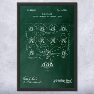 Fire Alarm System Patent Art Print: Bell Hanger Gift, Alarm Installer ...