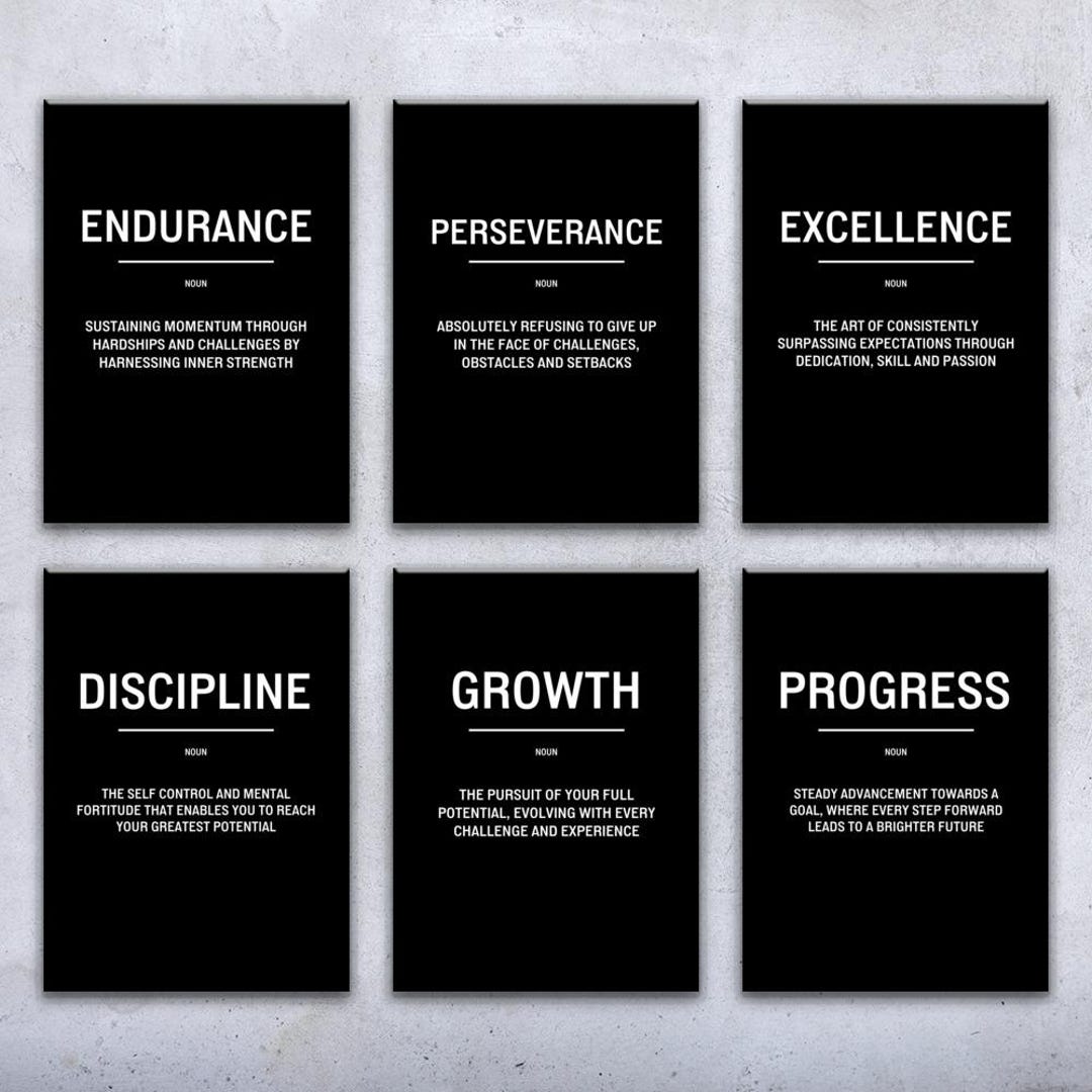 Endurance Definition Wall Art Bold Set of 6 | Poster, Canvas or Framed ...
