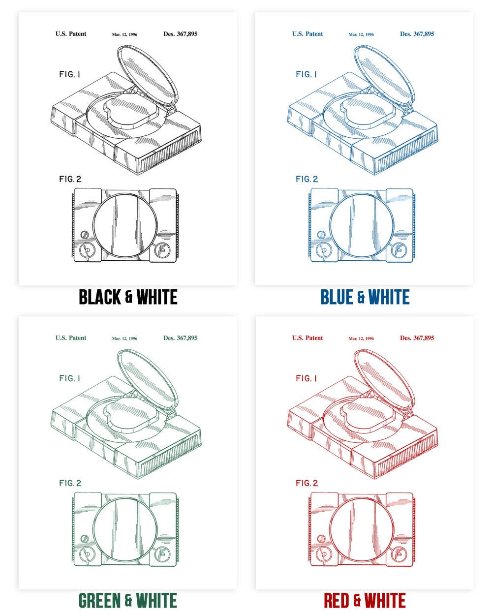 PS1 Console Poster Print Arcade Wall Art PS1 Blueprint - Etsy UK