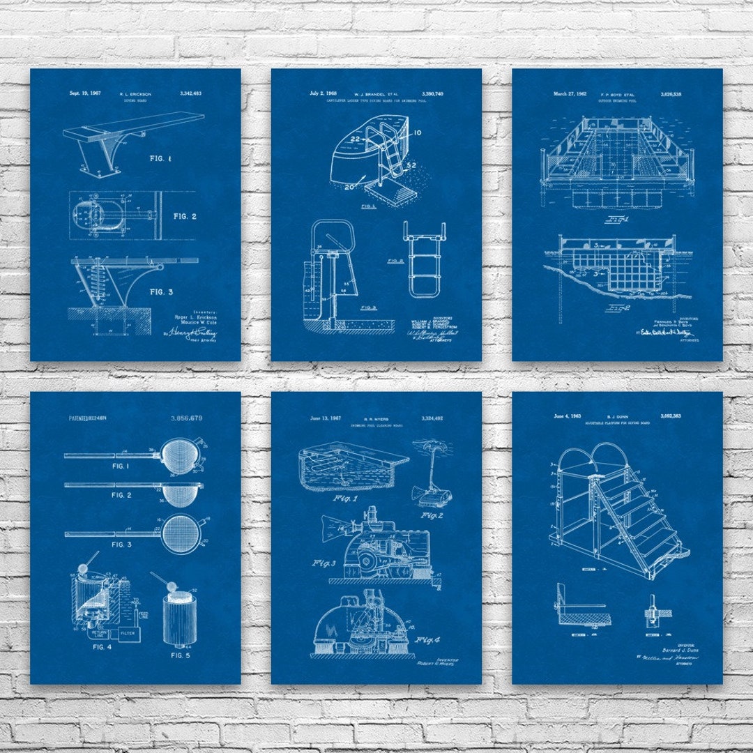 Swimming Pool Posters Set of 6, Swimming Gifts, Sports Art, Athlete ...