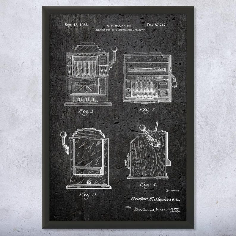 Slot Machine Patent Art Print: Gambler Gift, Game Room Art - Etsy