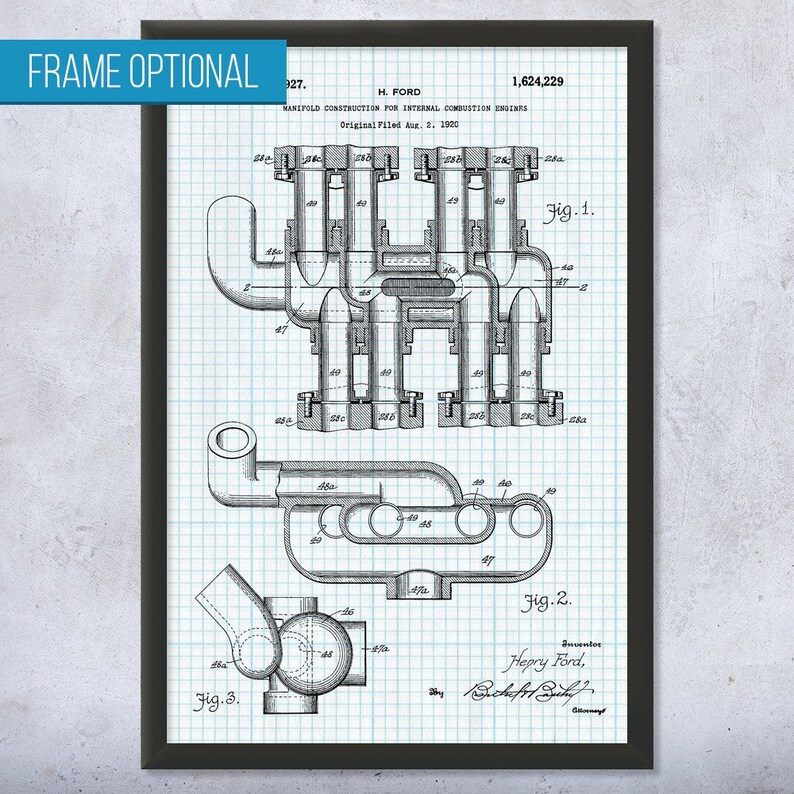 Intake Manifold Poster Print Mechanic Gift Engine Blueprint | Etsy
