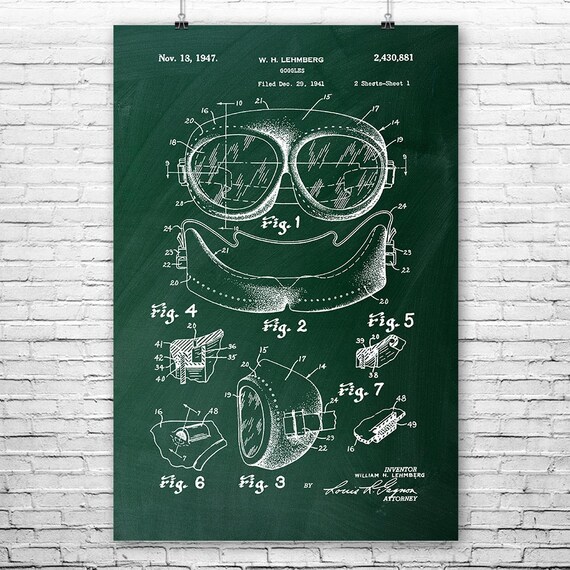 Goggles Poster Print Goggles Blueprint Safety Gear Welding | Etsy