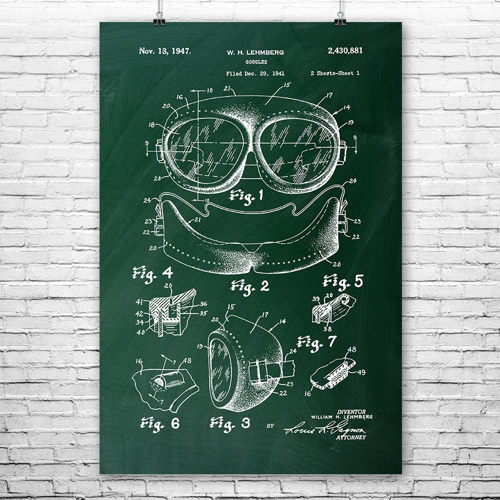 Goggles Poster Print Goggles Blueprint Safety Gear Welding - Etsy