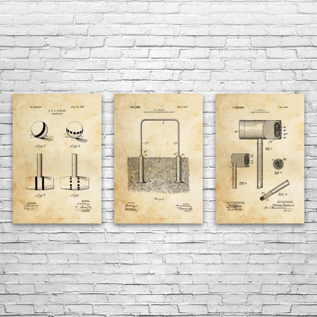 Croquet Patent Wall Art Set of 3 | Poster, Canvas or Framed | Sports ...