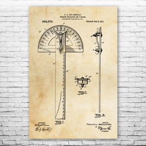 Protractor T-square Poster Print, Architect Gifts, Workshop Art ...