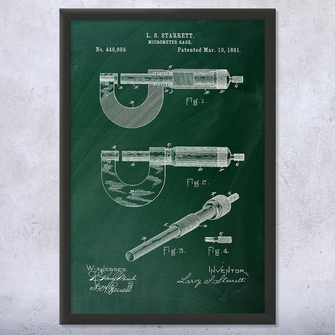 Framed Micrometer Gage Wall Art Print, Engineer Gift, Micrometer Art ...