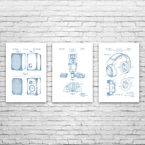 Music Recording Studio Posters Set of 3, Audio Gifts, Music Wall Art ...