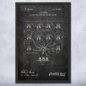 Fire Alarm System Patent Art Print: Bell Hanger Gift, Alarm Installer ...