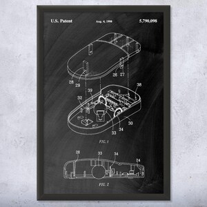 Computer Mouse Patent Wall Art | Poster, Canvas or Framed | Computer ...