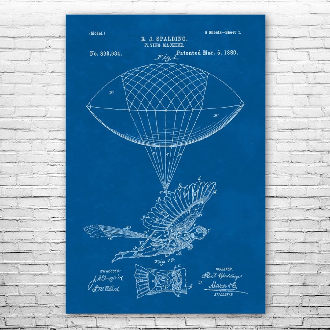 Flying Machine Poster Print Pilot Gift Aviation Decor - Etsy