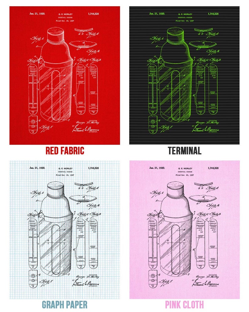 Cocktail Shaker Drink Mixer Poster Print Home Bar Decor | Etsy