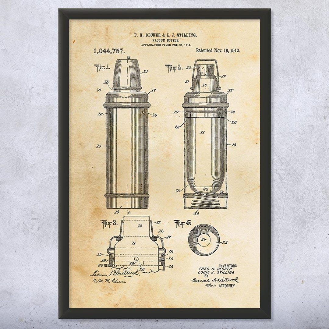 Water Bottle Patent Art Print: Bottle Art, Camping Decor - Etsy