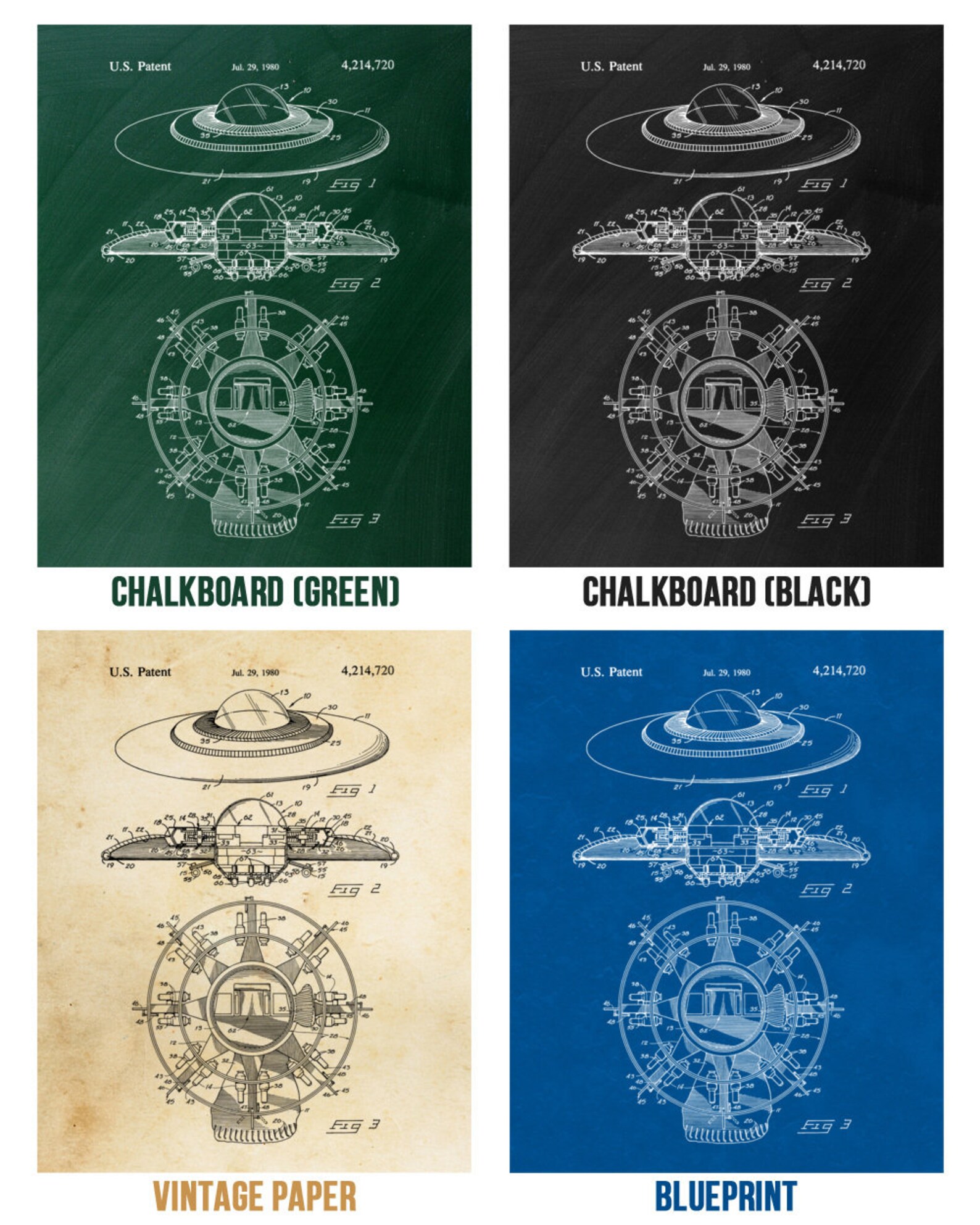 Flying Saucer UFO Poster Print Sci-fi Gift UFO Wall Art - Etsy