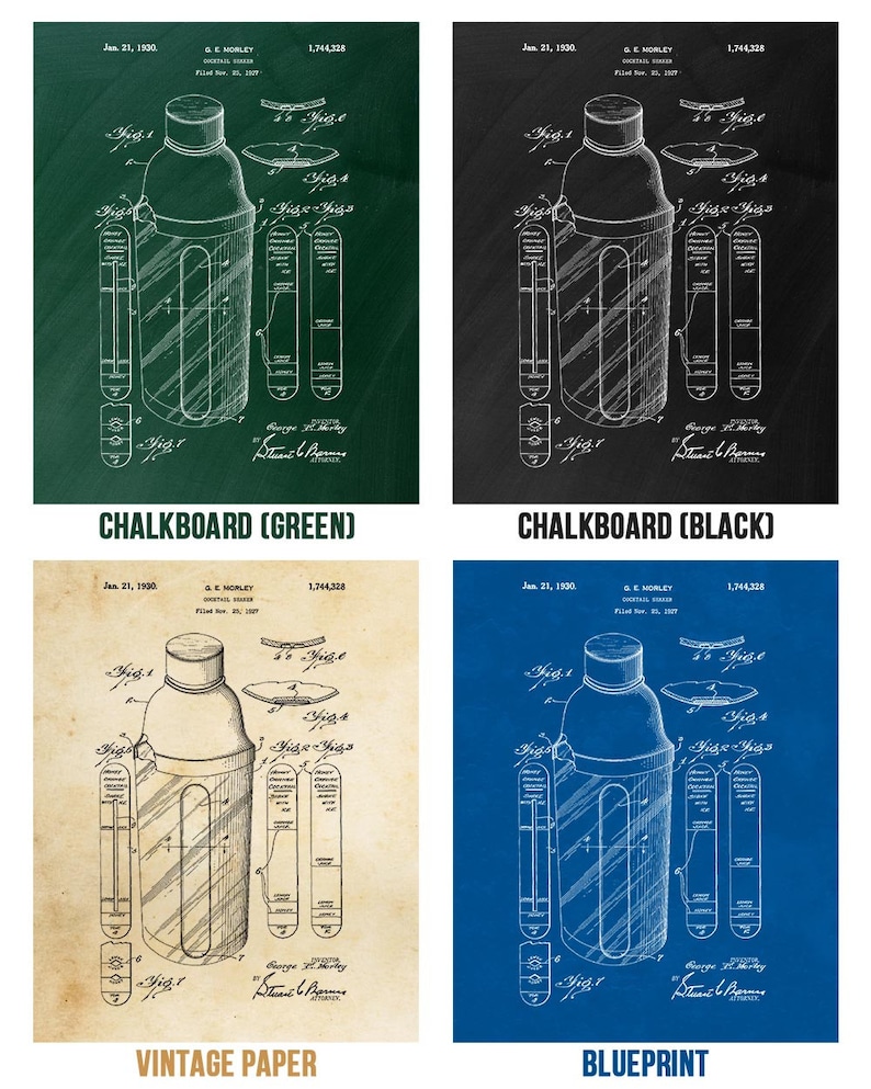 Cocktail Shaker Drink Mixer Poster Print Home Bar Decor | Etsy