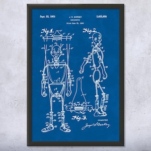 Marionette Puppet Patent Art Print: Puppet Blueprint, Classroom Decor ...
