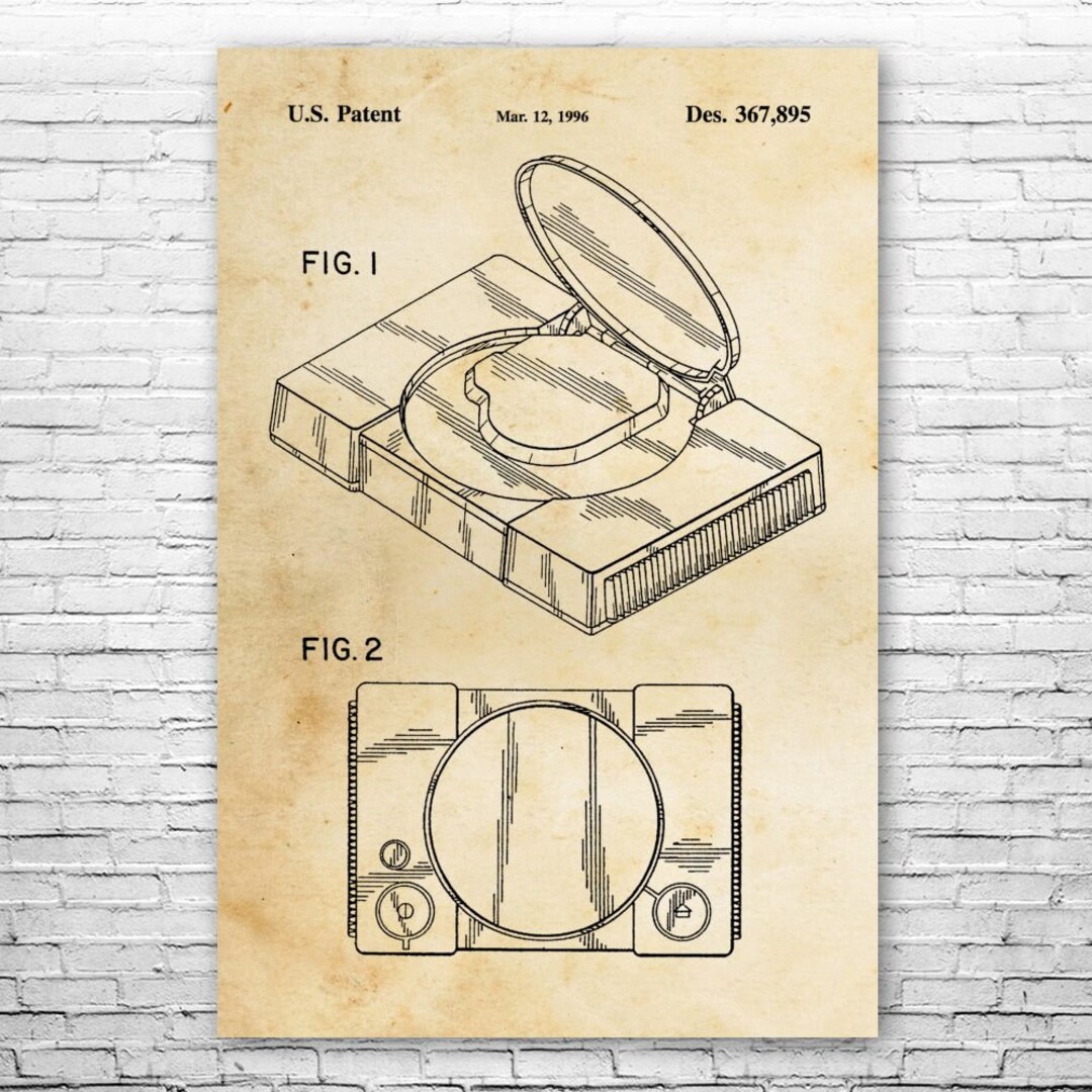 PS1 Console Poster Print, Arcade Wall Art, PS1 Blueprint, Gamer Gift ...
